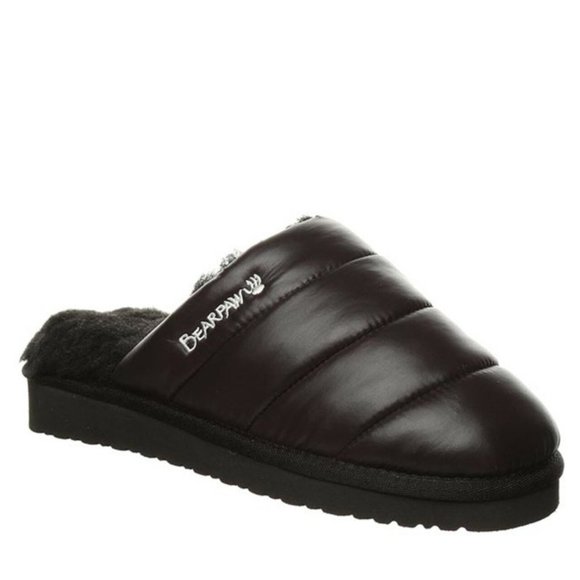 BearPaw | Shoes | New Bearpaw Clogs Slip On Puffy Black Slippers Womens ...